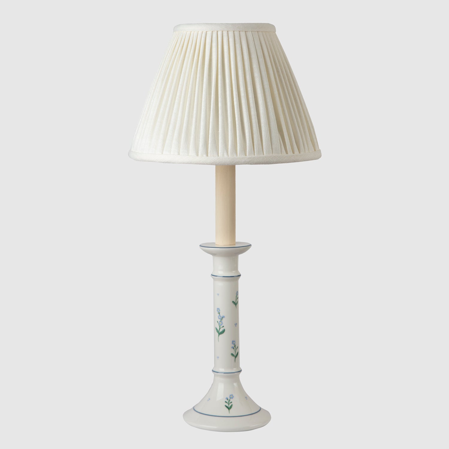 Creamware ceramic table lamp, forget-me-not
