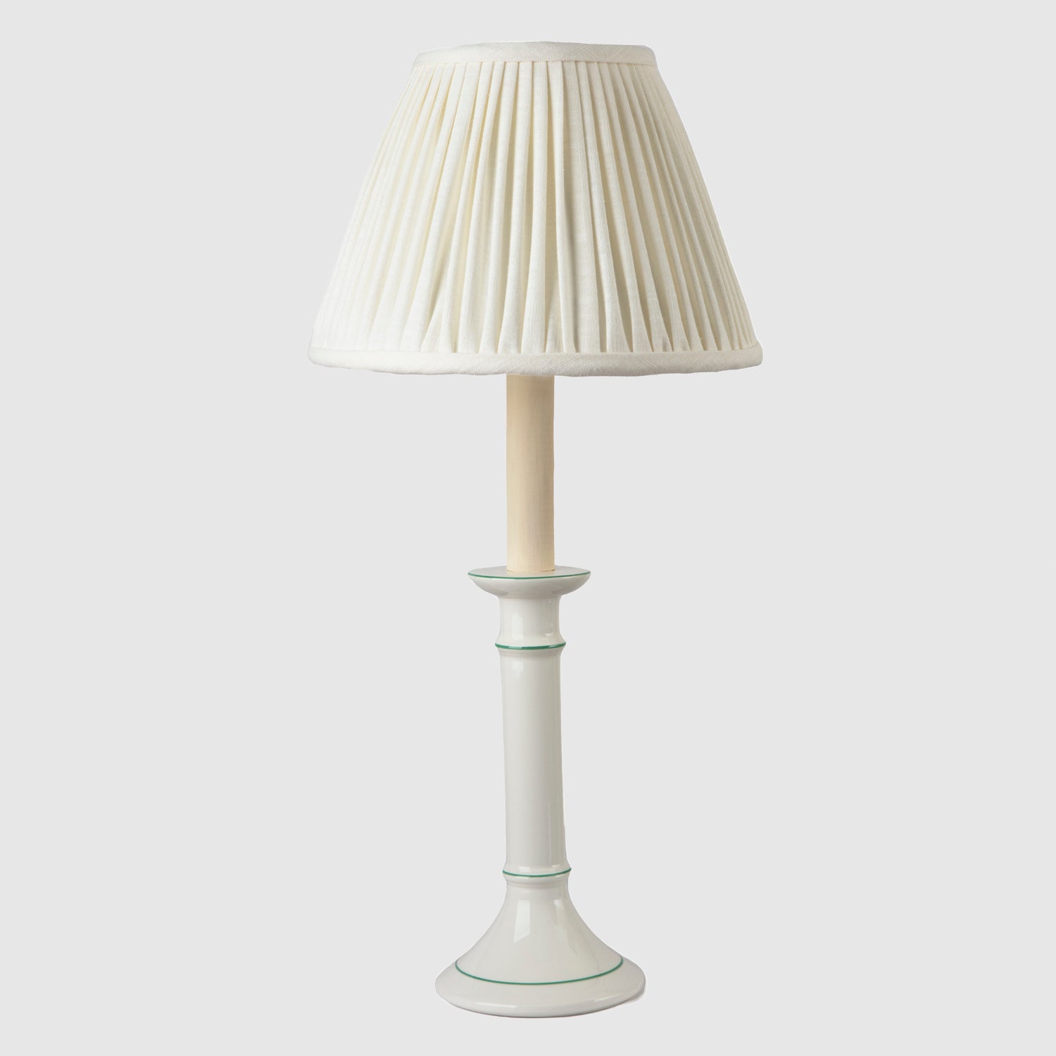 Creamware ceramic table lamp with Green
